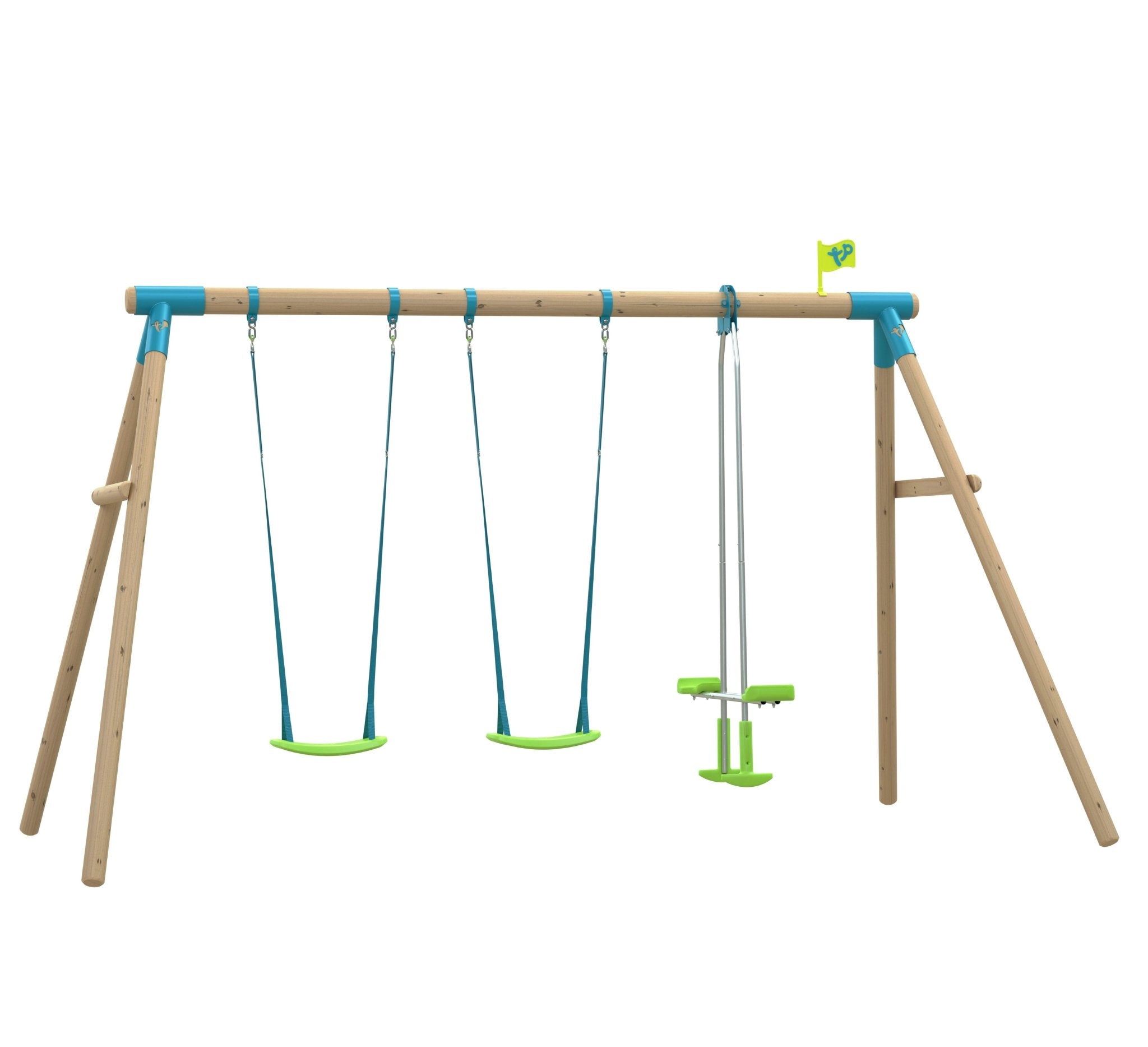 TP Sherwood Triple Wooden Swing Set with Glide Ride - FSC® certified ...