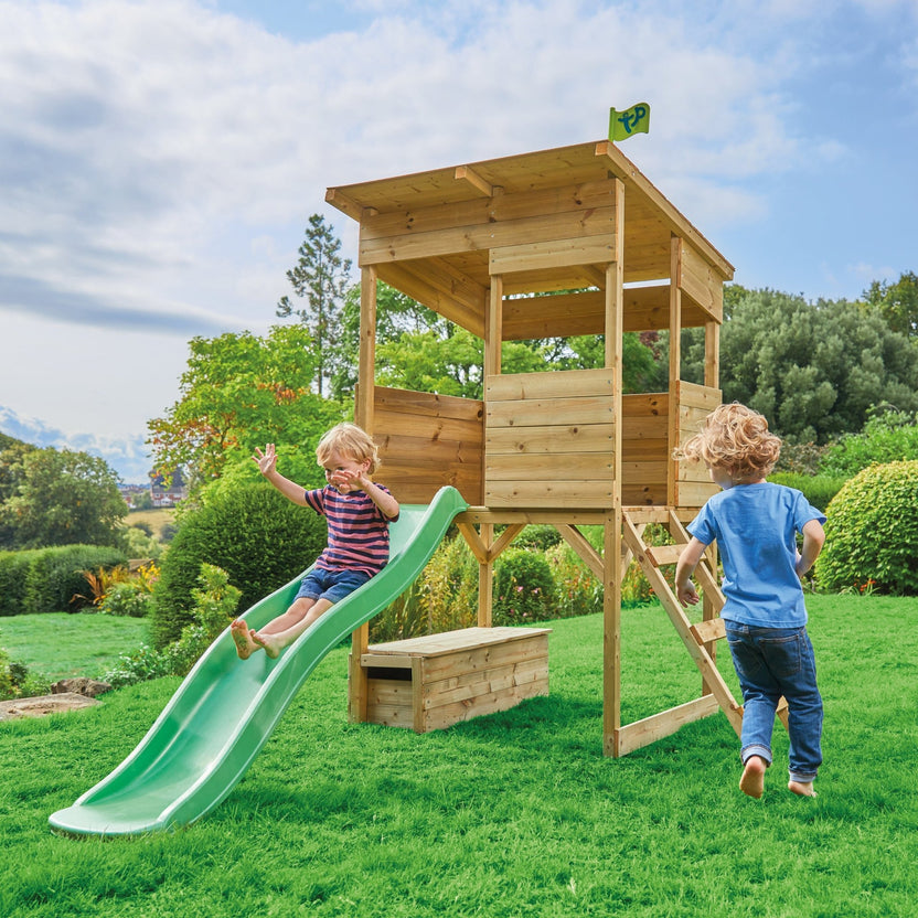 TP Treetops Wooden Tower Playhouse with Toy Box and Slide-FSC®#N# – TP Toys